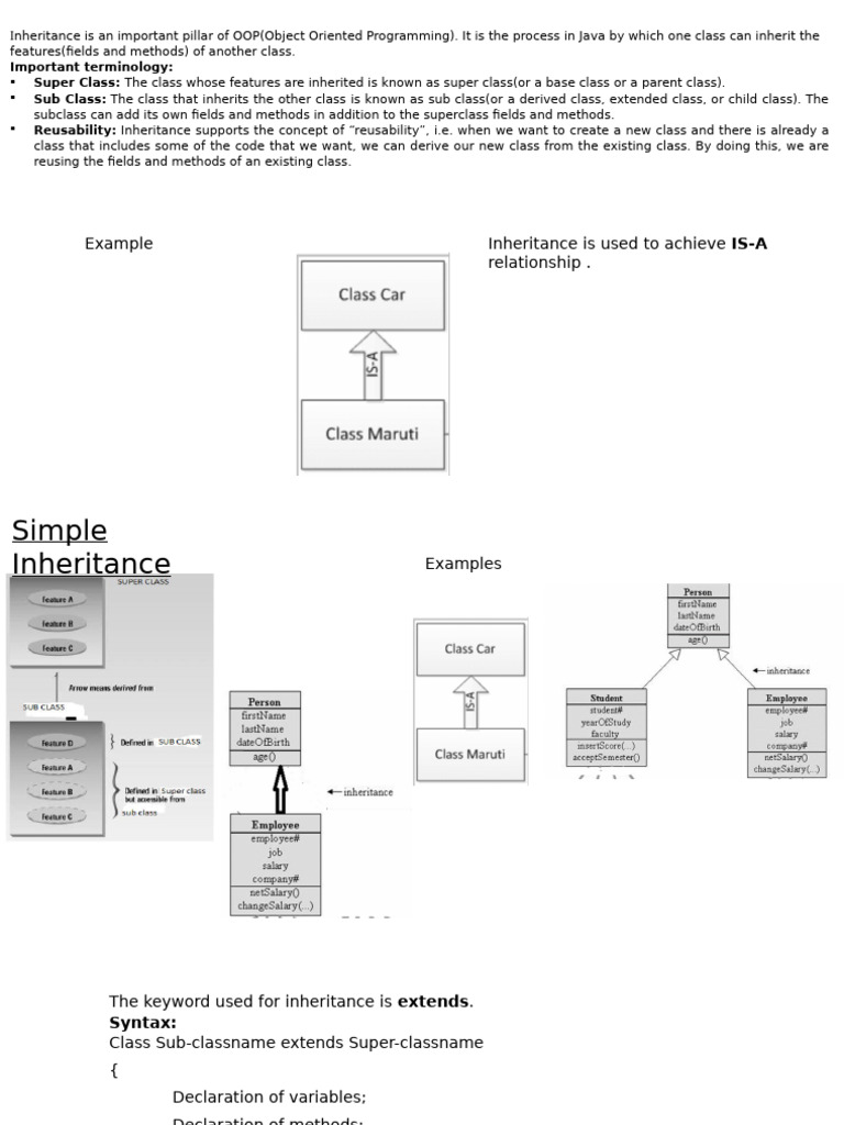 Oops Unit 2 Theoritical Points | PDF | Inheritance (Object Oriented Programming) | Class ...