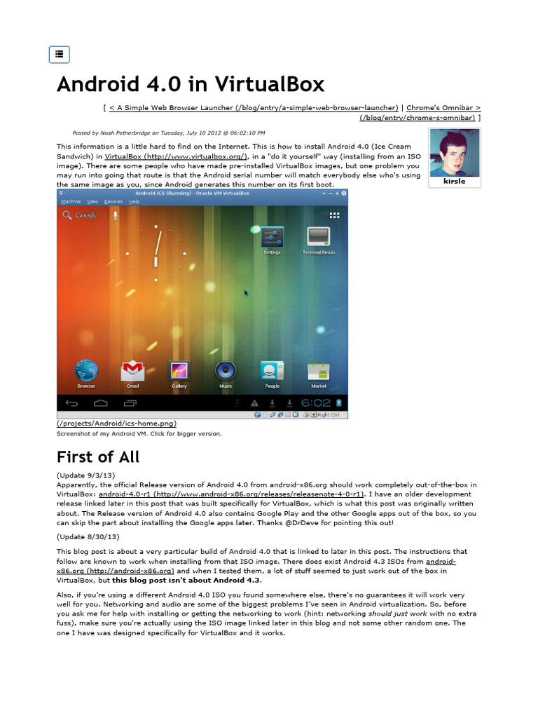 Android 4.0 in VirtualBox | PDF | Android (Operating System) | Virtual Machine