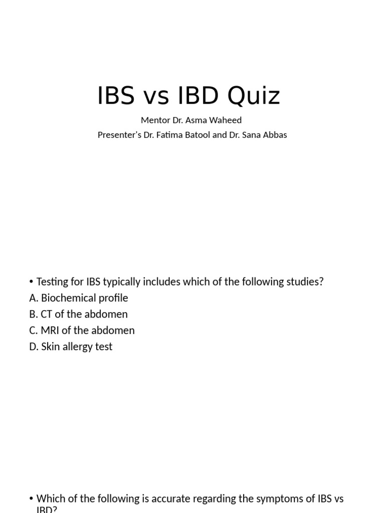 IBS vs IBD Quiz-1 | PDF | Inflammatory Bowel Disease | Irritable Bowel Syndrome