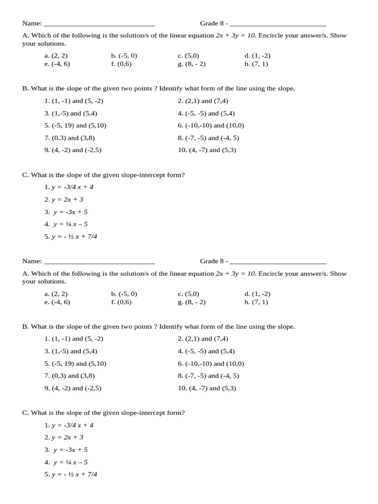 Linear Equations and Slope | PDF | Teaching Methods & Materials ...