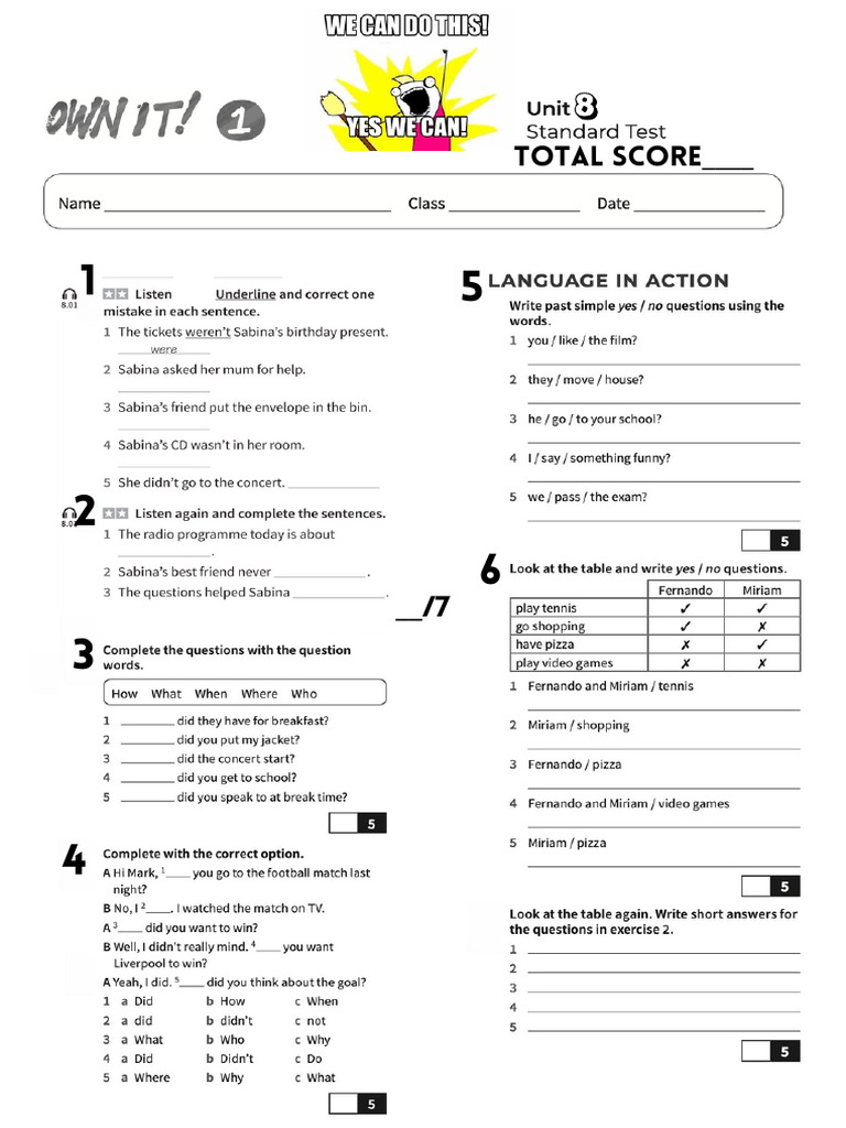 Unit 8 Test - Teens 2 PDF | PDF