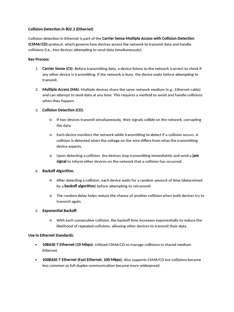 Collision Detection in 802 | PDF | Ethernet | Computer Network