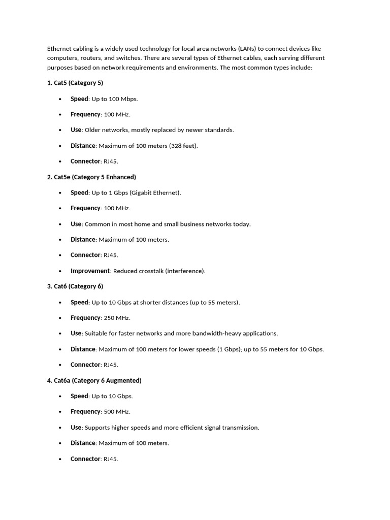 Ethernet Cabling Is A Widely Used Technology For Local Area Networks ...