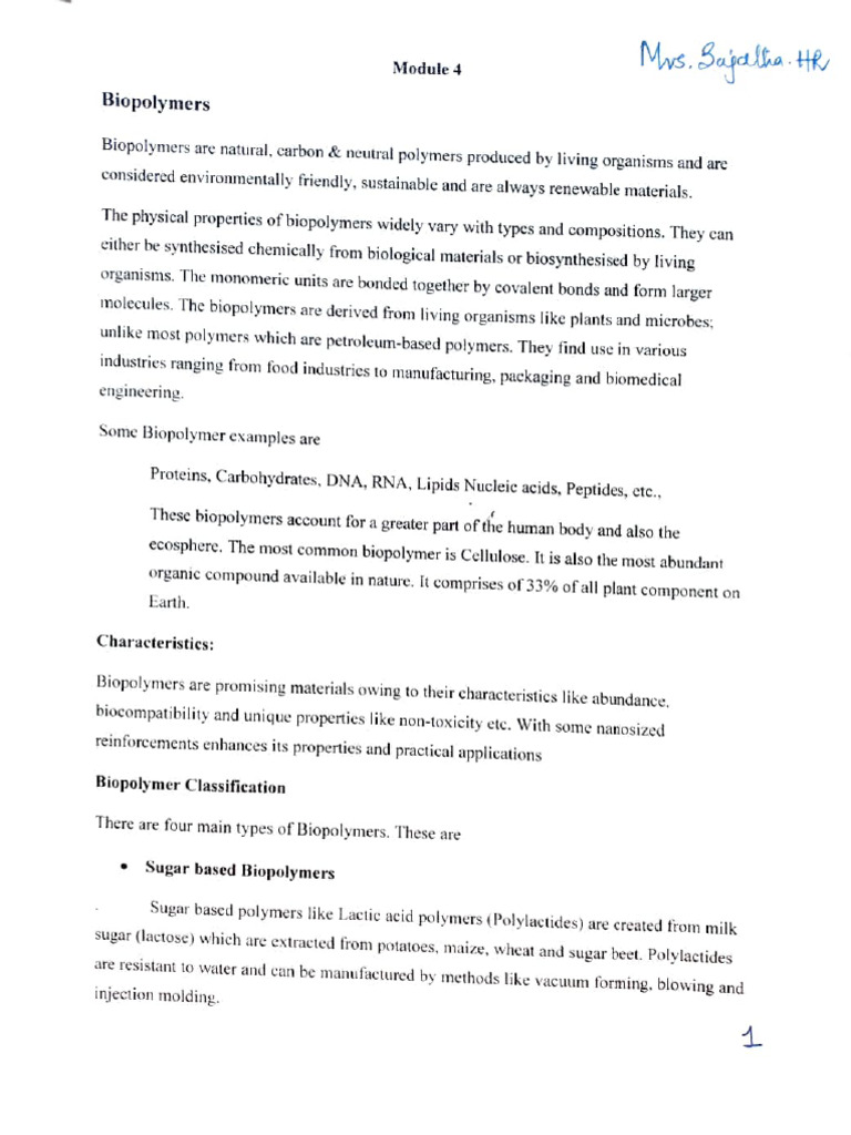 Biopolymers Module 4 Notes | PDF | Biopolymer | Solar Cell