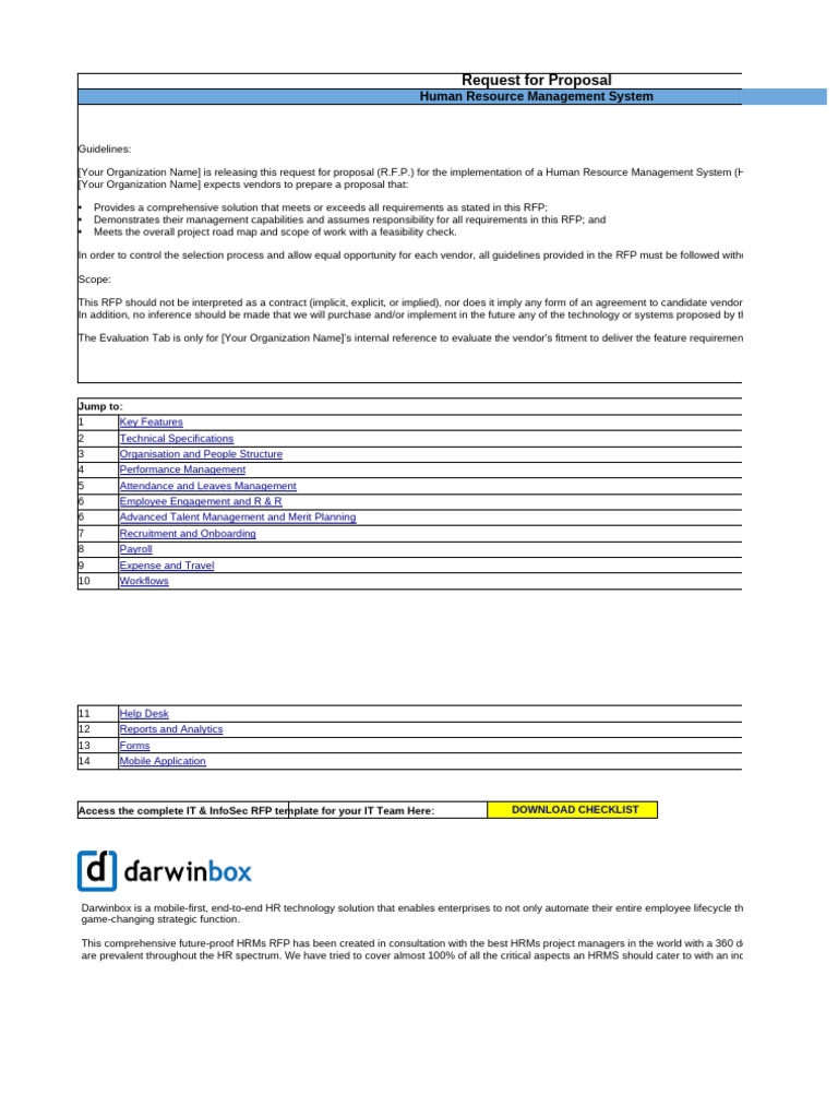 HRMS RFP for Vendor Proposals | PDF | Request For Proposal | Employment