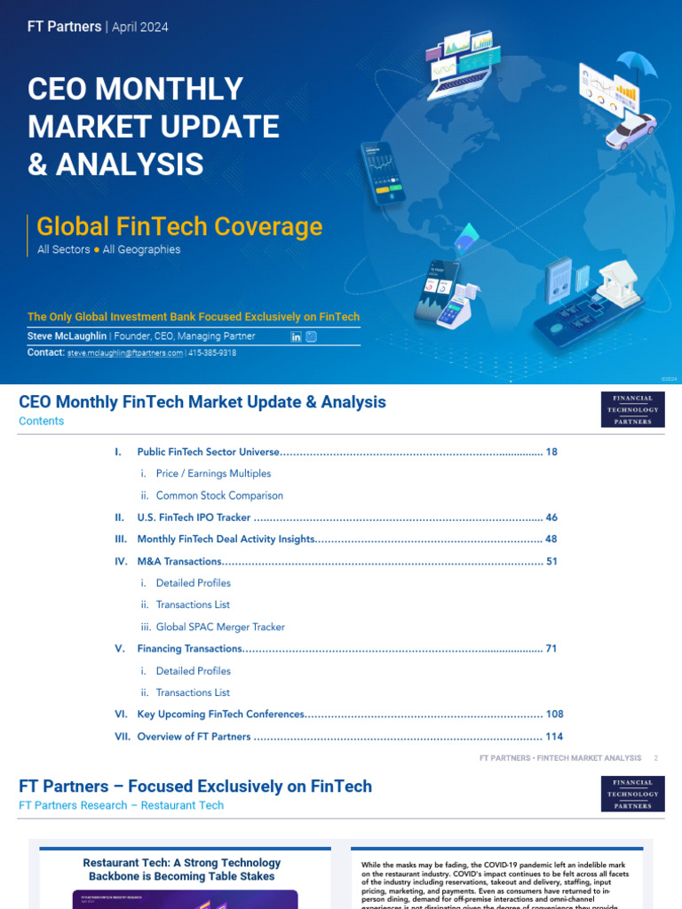 FT Partners FinTech Apr 2024 | PDF | Mergers And Acquisitions | Stocks