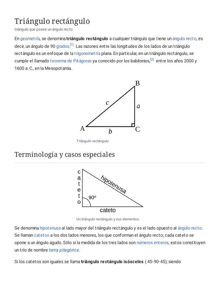 Triángulo Rectángulo - Wikipedia, La Enciclopedia Libre | PDF ...