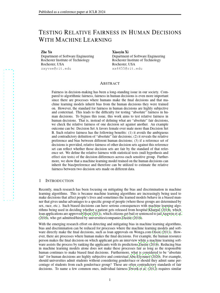 Testing Relative Fairness in Human Decisions With Machine Learning ...