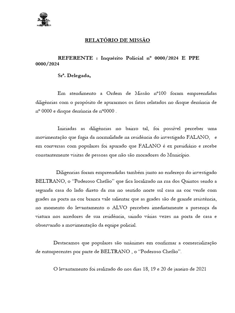 Relatório de Missão Policial - 2021 | PDF | Polícia | Brasil