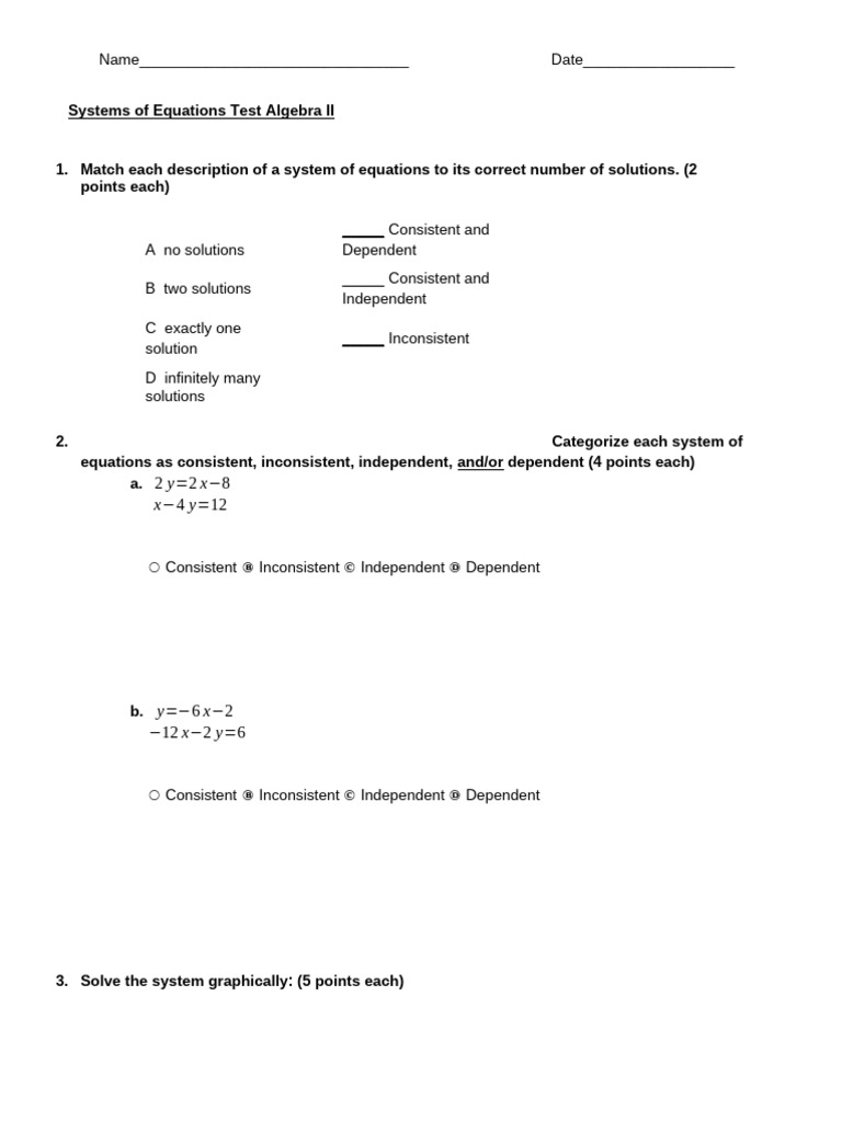 Algebra II Test 3 | PDF