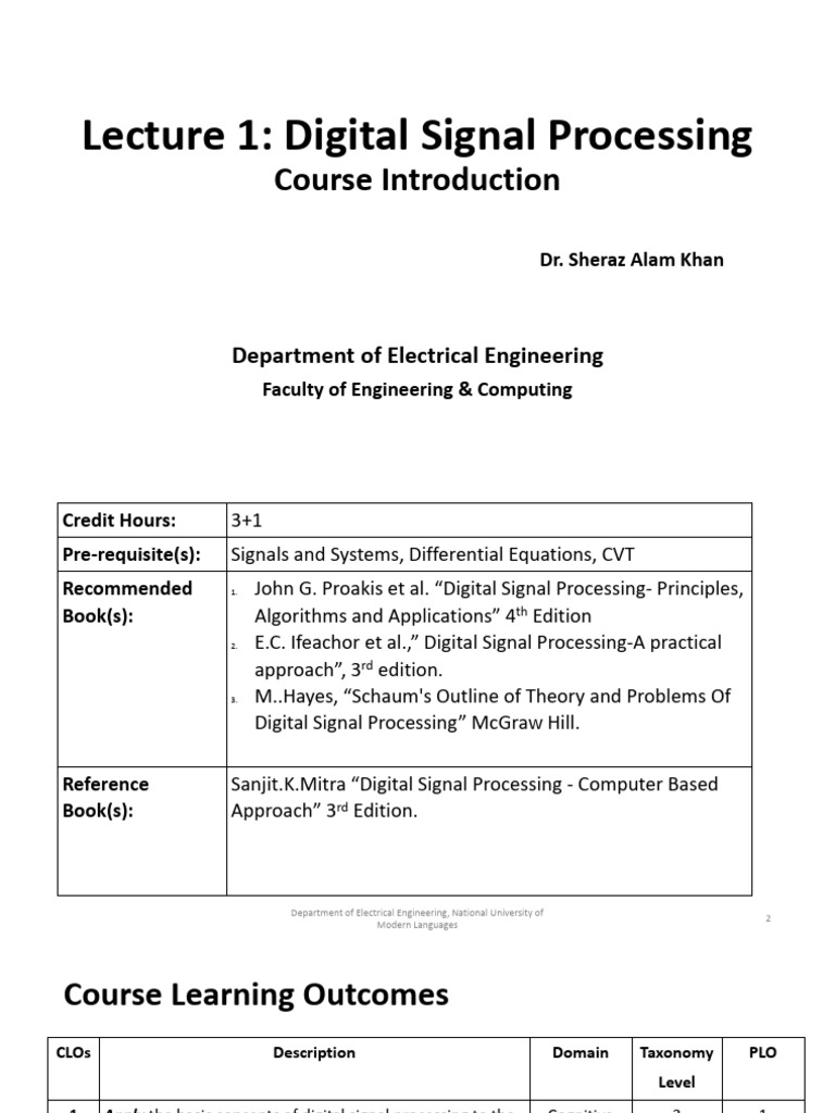 Lec 1_ Course Introduction - F24 | PDF | Digital Signal Processing ... Lec 1_ Course Introduction - F24 | PDF | Digital Signal Processing ...