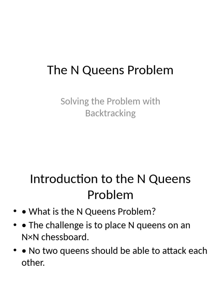 N Queens Problem Presentation Updated | PDF