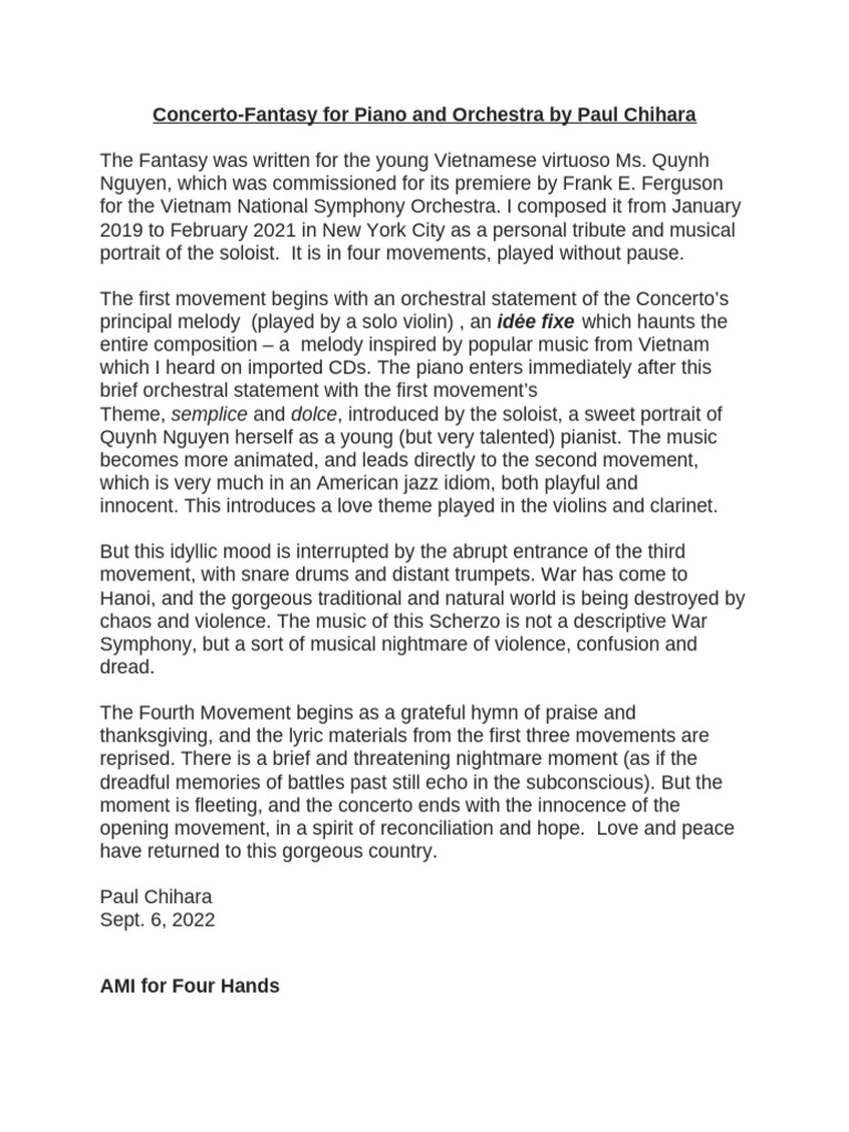 Chihara Program Notes For Naxos | PDF | Orchestras | Concerto