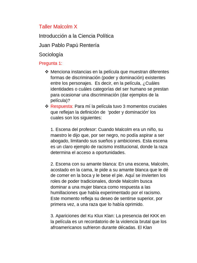 Taller Malcolm X | PDF | Malcolm x | Ku Klux Klan