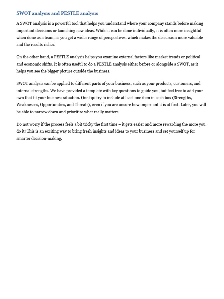 SWOT and PEST Analysis | PDF | Swot Analysis | Market (Economics)