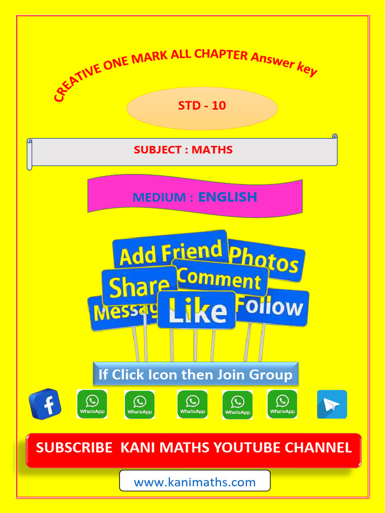 STD 10 em Maths Creative One Mark Answer All Chapter | PDF