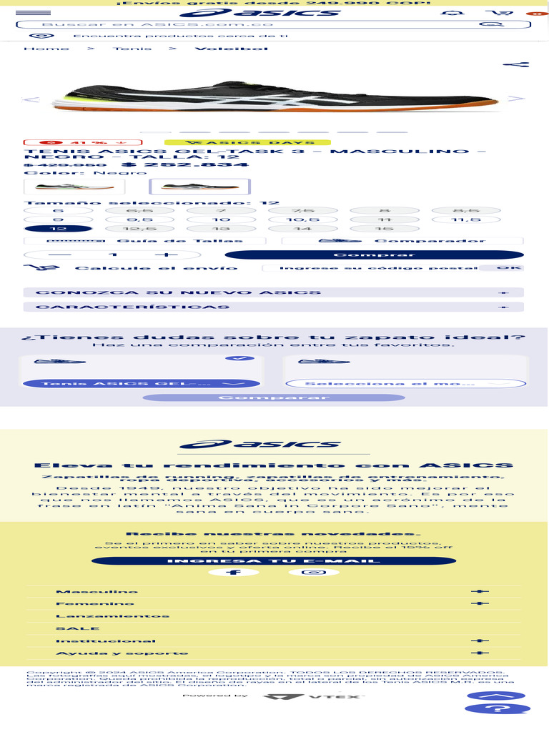 Tenis ASICS GEL-Task 3 - Masculino - Negro - NEW - Asics Colombia | PDF