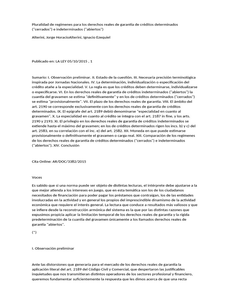 Alterini Sobre Hipoteca | PDF | Dinero