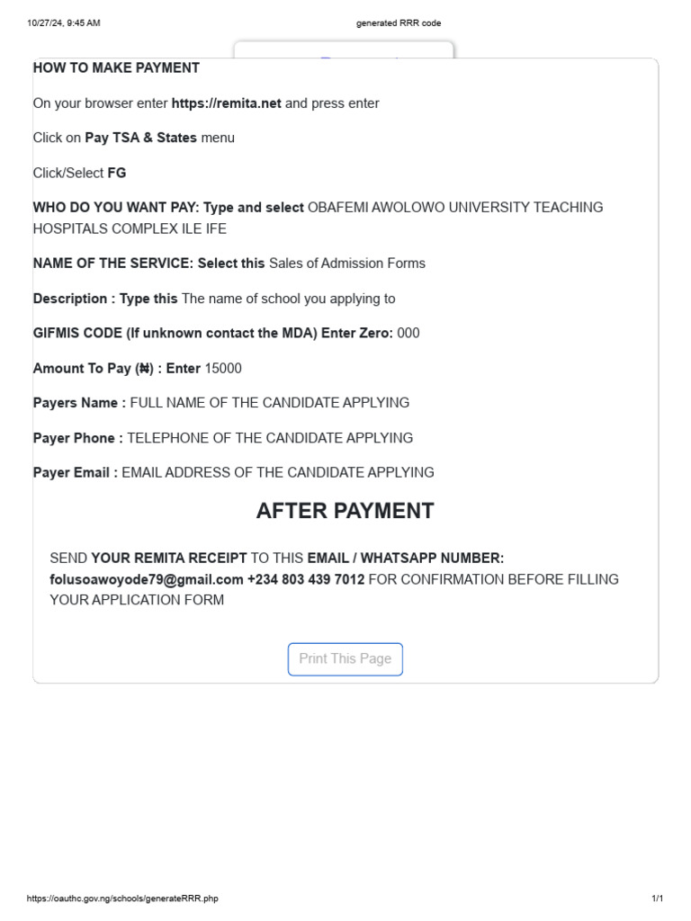 Generated RRR Code | PDF