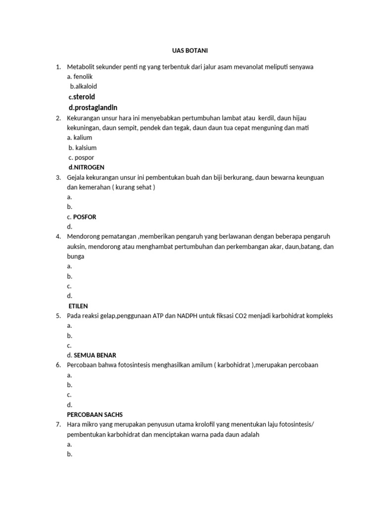 Uas Botani | PDF