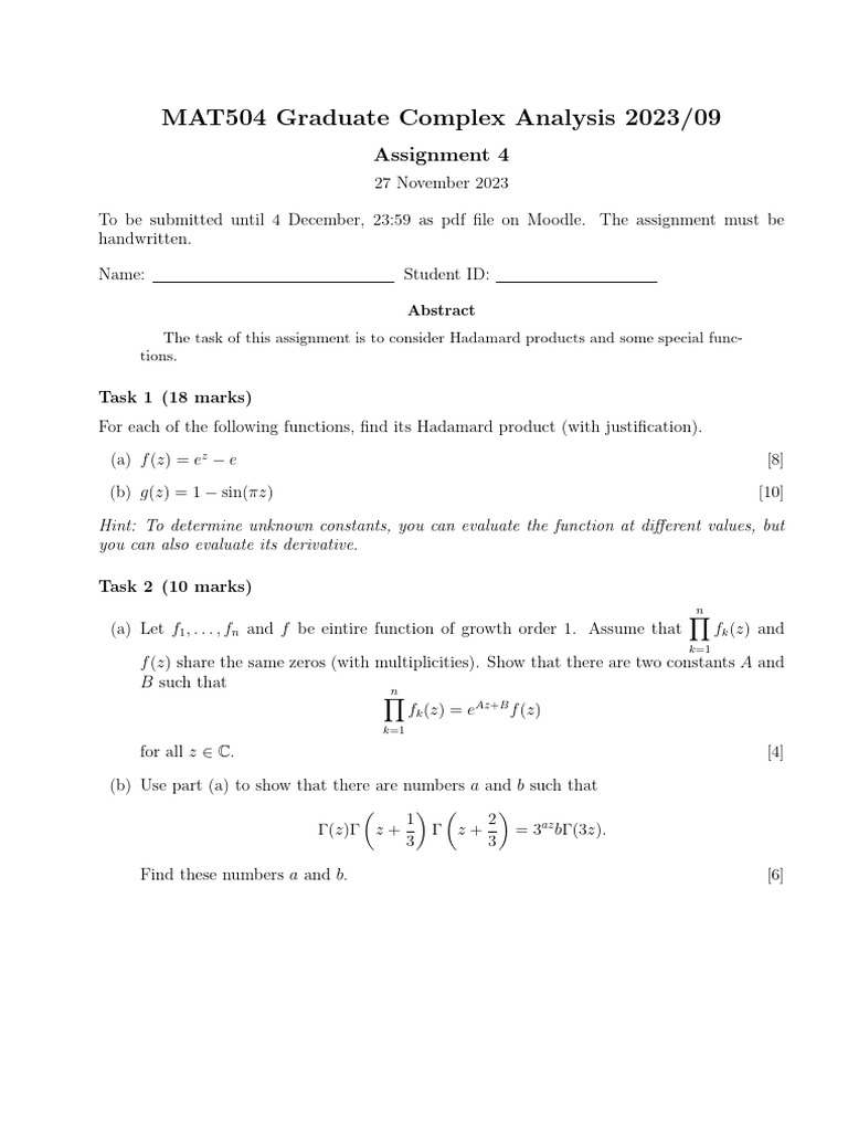 Assignment4 Mat504 202309 | PDF | Function (Mathematics) | Analysis