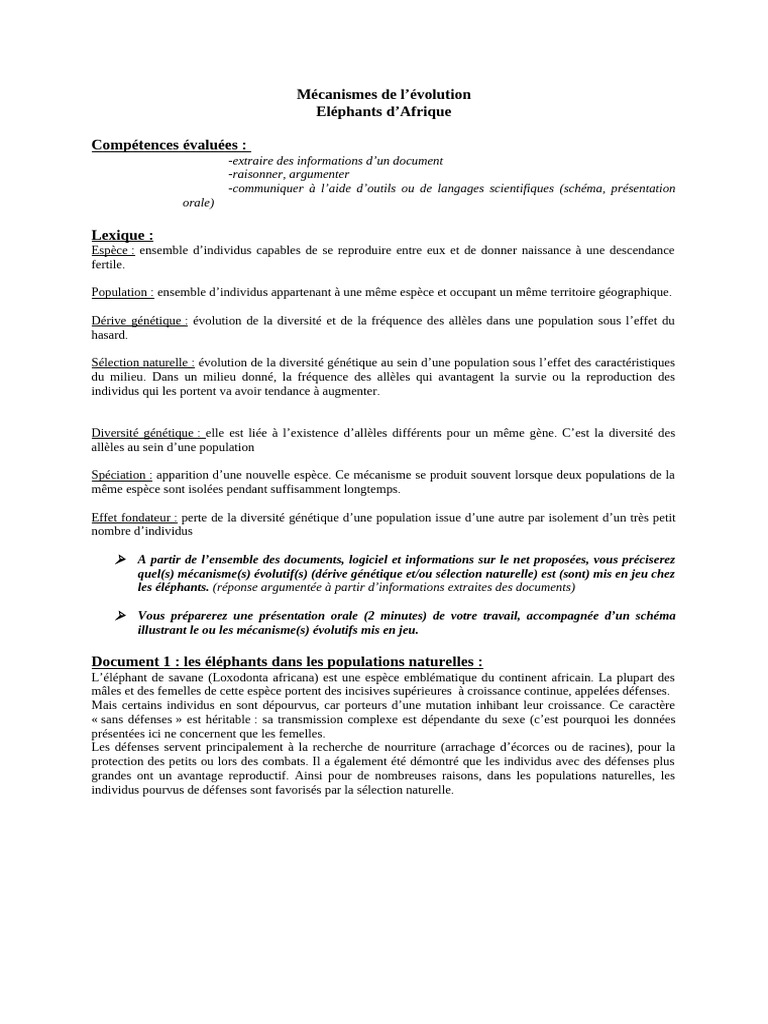 Eléphants d' Afrique | PDF | Évolution | Gène