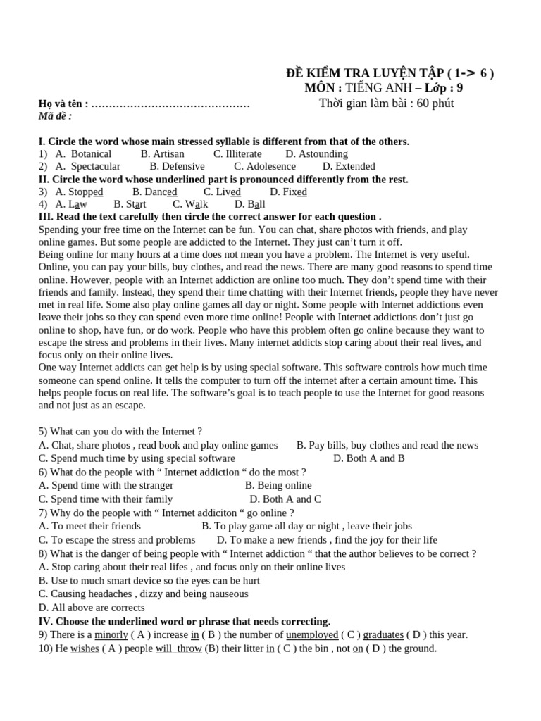 Đề Kiểm Tra Thử L9 CT CŨ | PDF | Embroidery