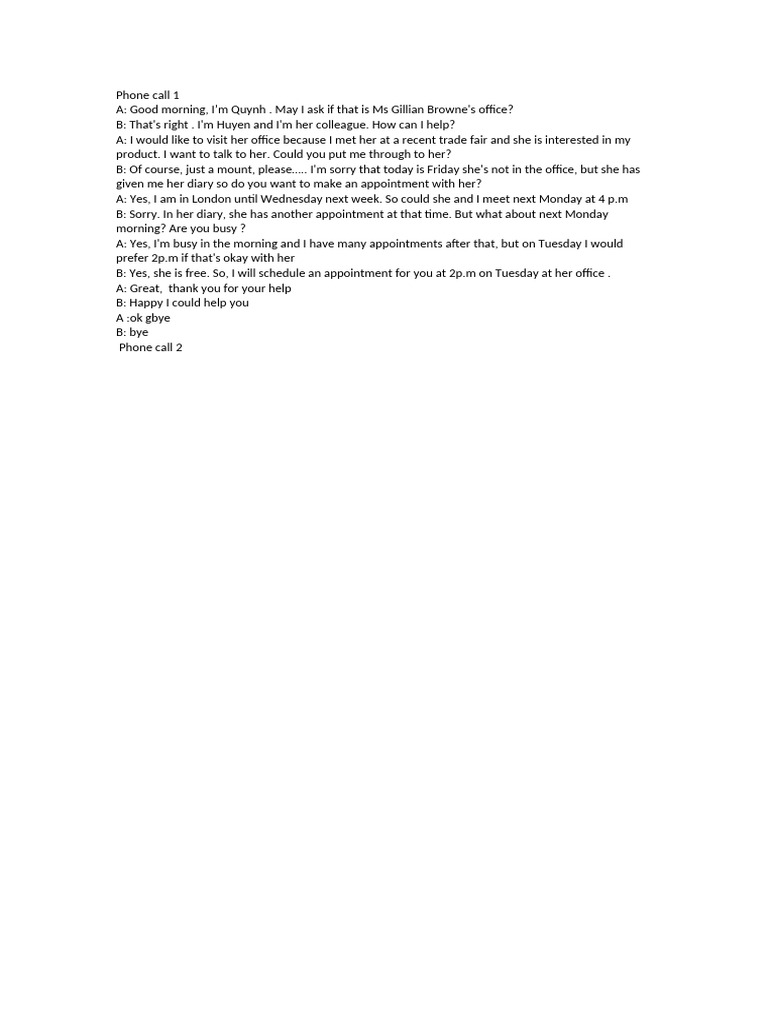 Phone Call 1 | PDF