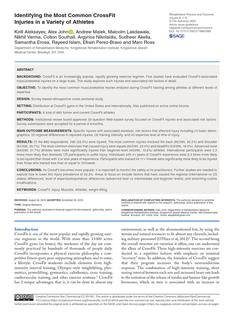 Identifying The Most Common Crossfit Injuries in A Variety of Athletes ...