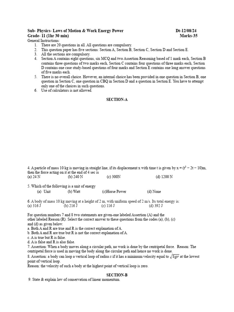LOM+WEP QP 35M[1] | PDF | Force | Acceleration