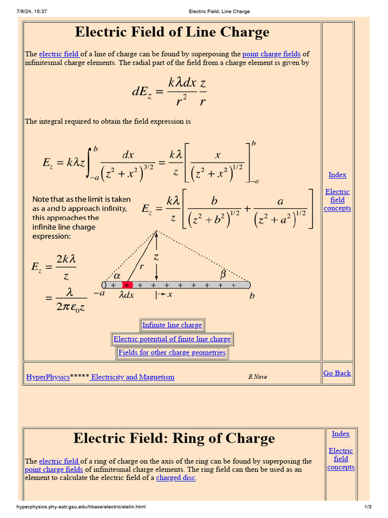 Electric Field, Line Charge | PDF | Electric Field | Field (Mathematics)