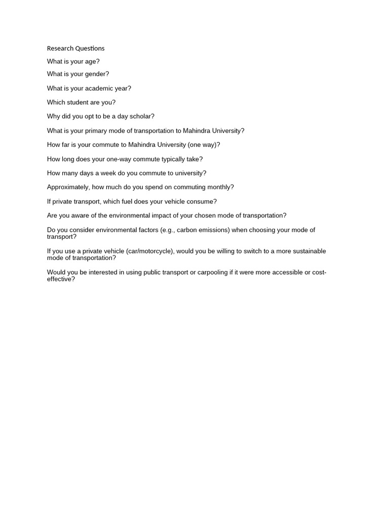 Research Questions | PDF | Social Science