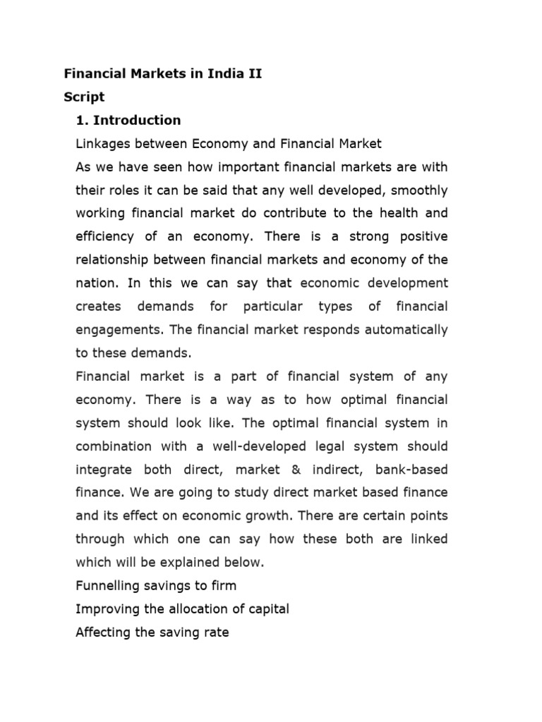 2 - Script - Financial Markets in India II200324060603033131 | PDF ...