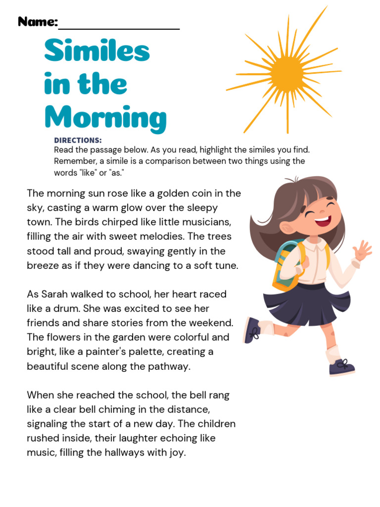 Similes in The Morning | PDF | Poetry