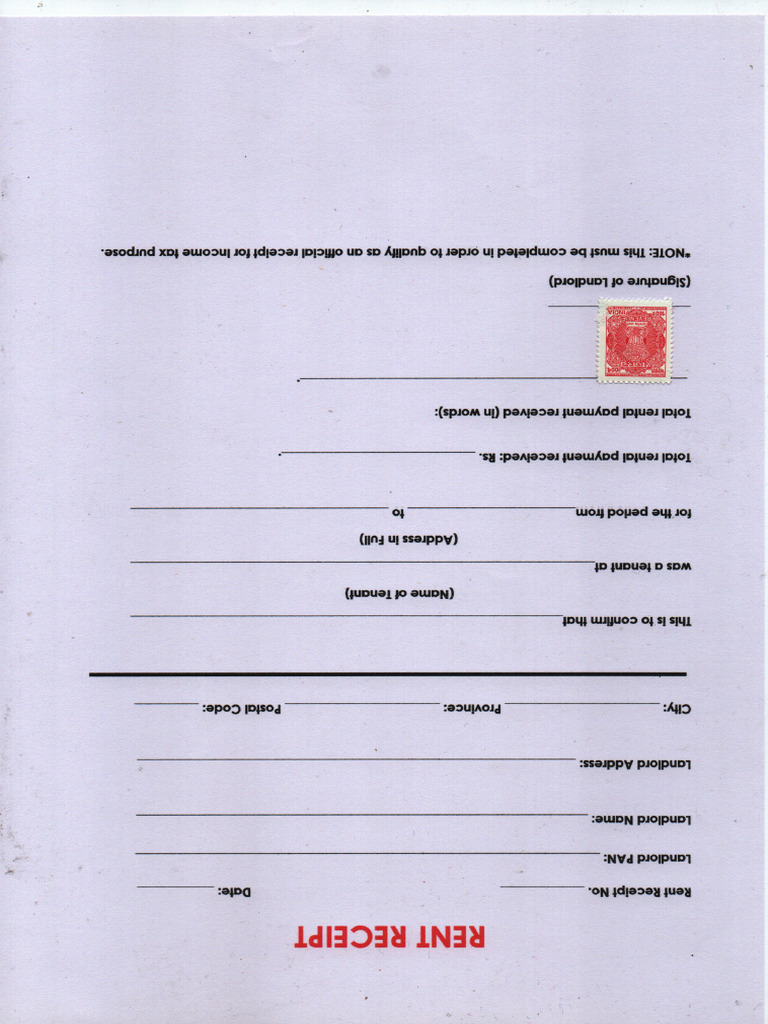 Rent Receipt With Stamp | PDF