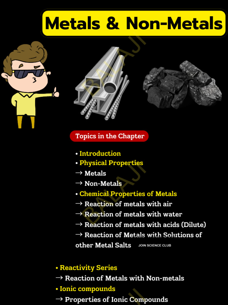 Metals and Non Metals Notes Class 10th | PDF | Metals | Ion