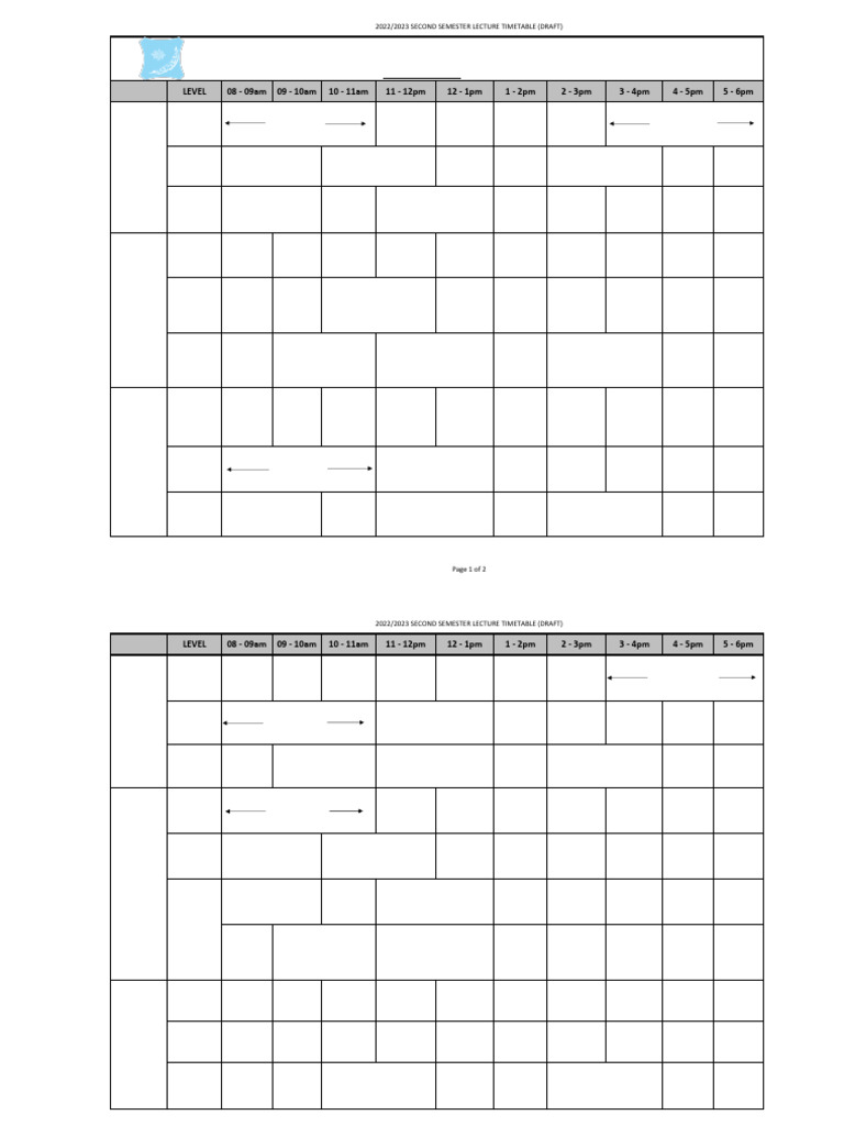 2022 2023 Draft Sec Semester Timetable | PDF