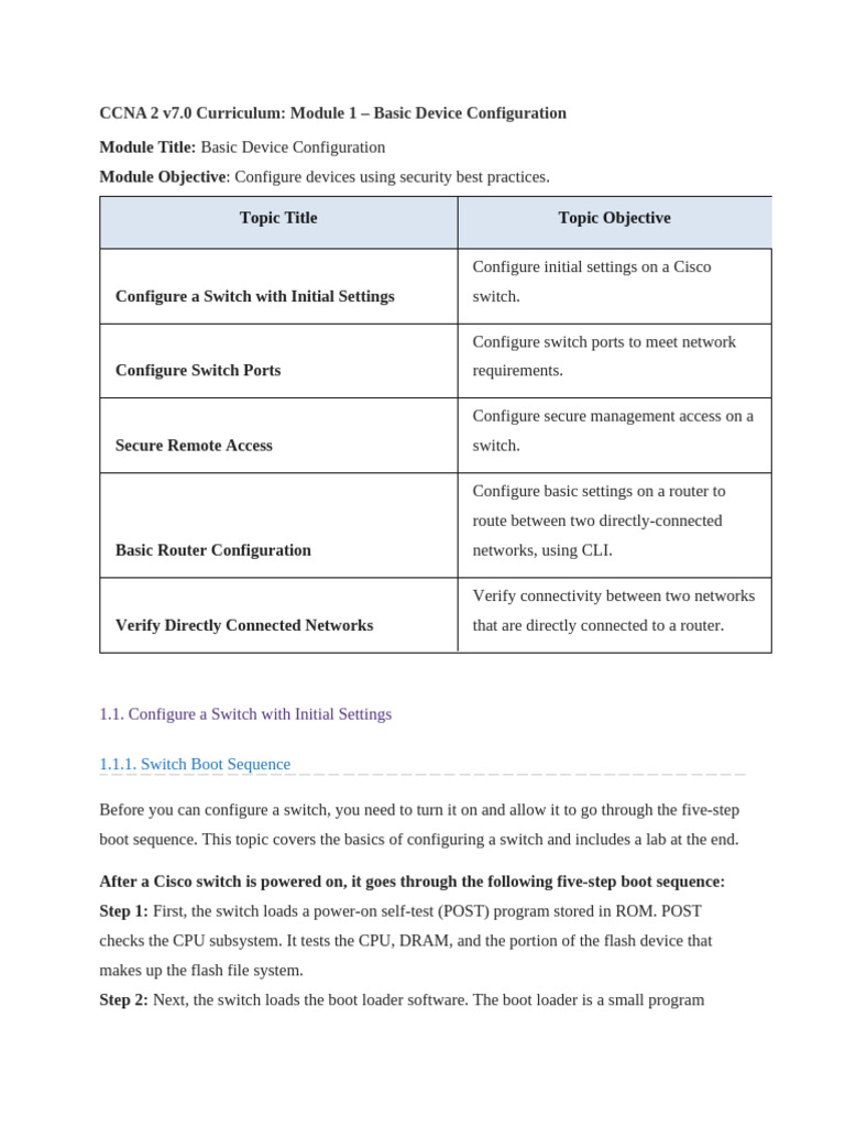 Module 1 Basic Device Configuration Pdf I Pv6 Ip Address