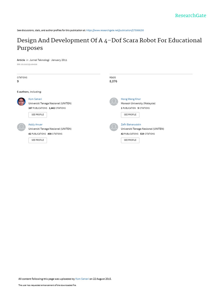 Design and Development of A 4-Dof Scara Robot For | PDF | Torque | Robot