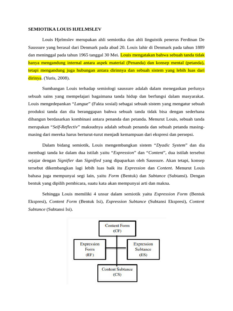 Semiotika Louis Hjelmslev | PDF | Ilmu Sosial | Filsafat