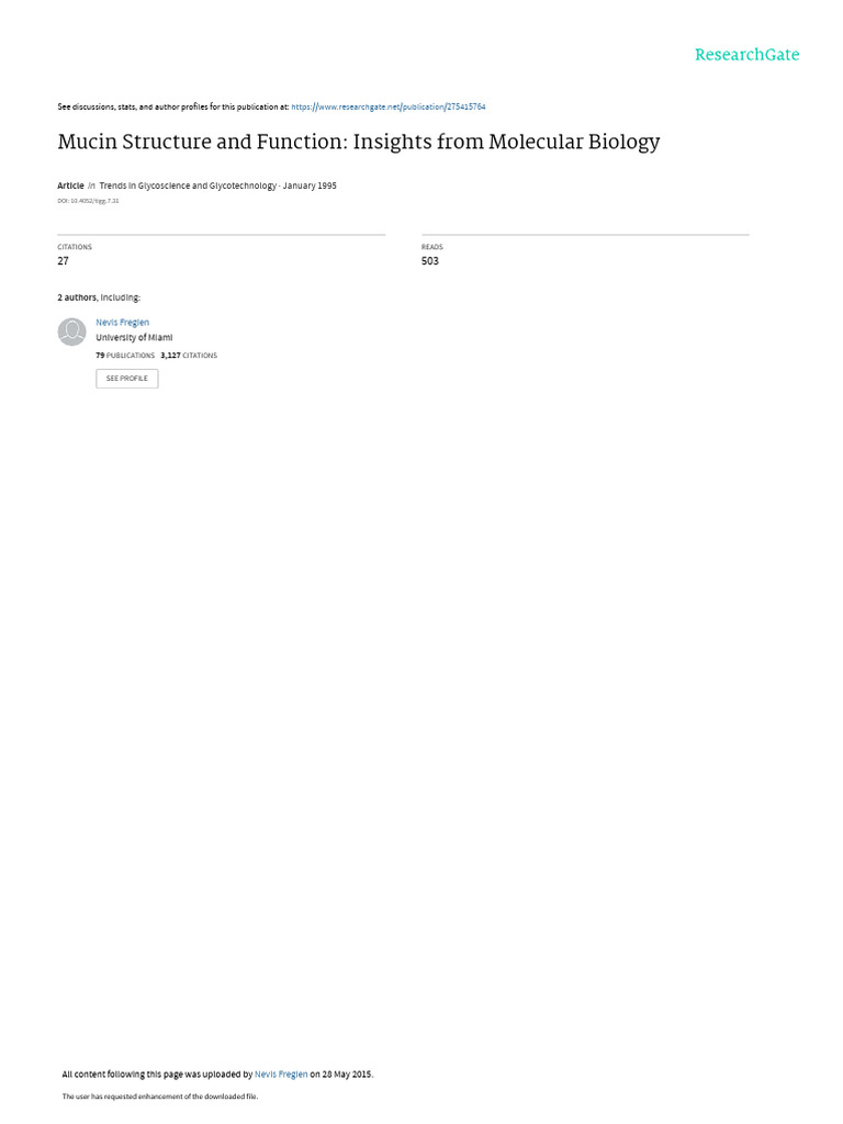 Mucin Structureand Function-Insightsfrom Molecular Biology | PDF ...
