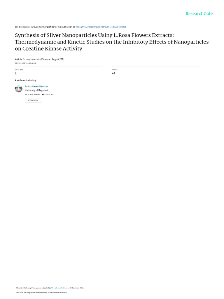 Synthesis of Silver Nanoparticles Using LRosa Flow | PDF | Nanoparticle ...