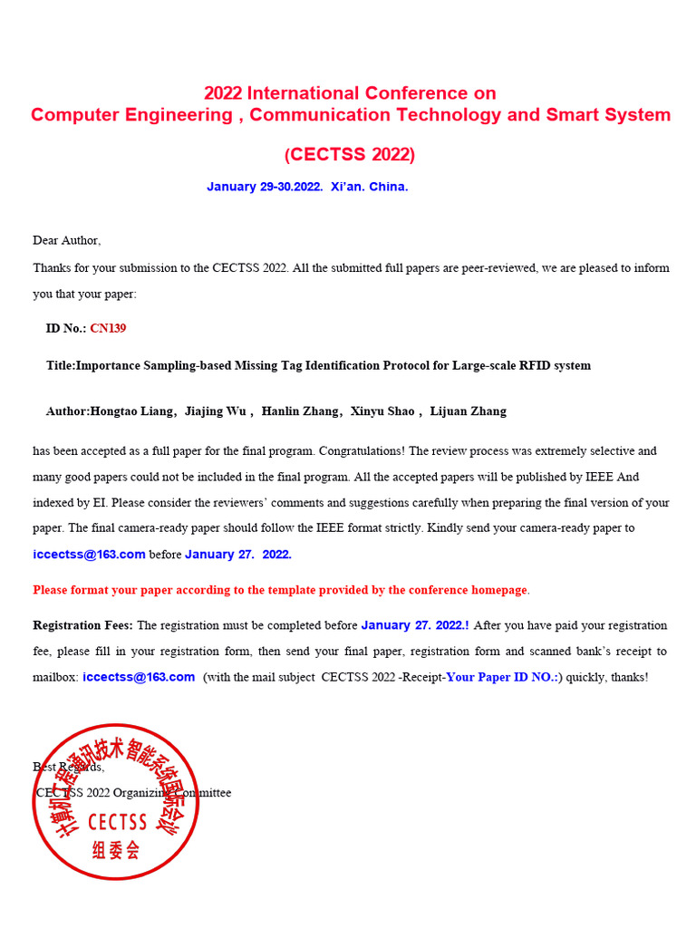 CECTSS录用通知 | PDF | Computers