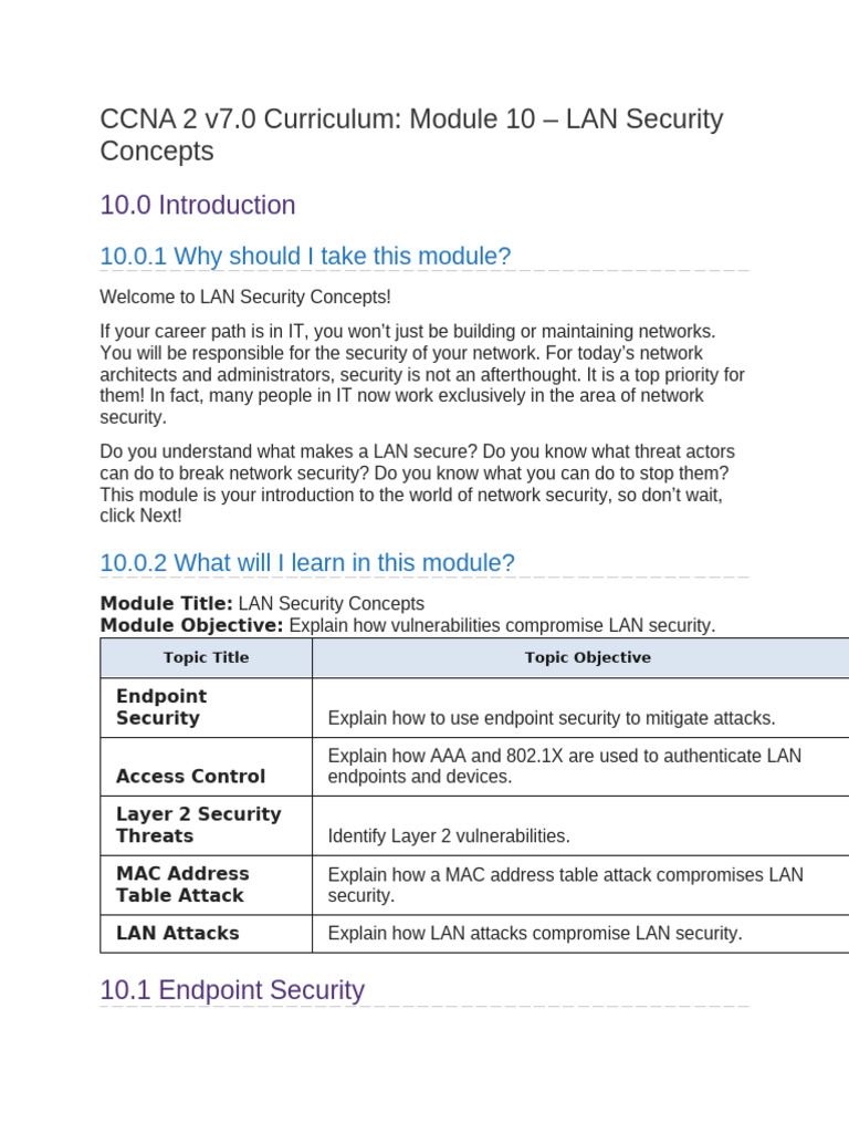 Module 10 - LAN Security Concepts | PDF | Radius | Computer Network