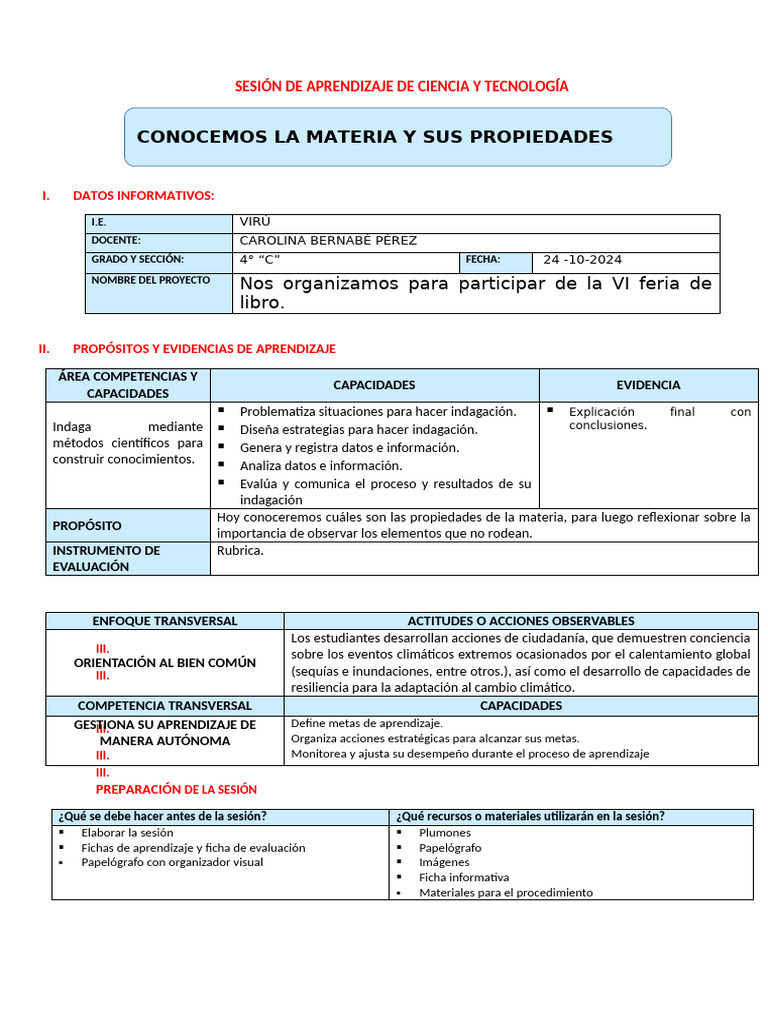 Explorando Propiedades de la Materia | PDF | Hipótesis | Aprendizaje
