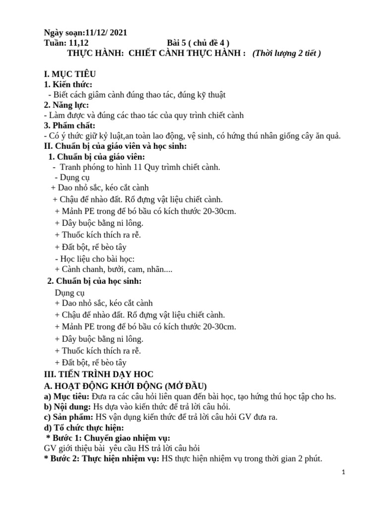 Giáo Án Truc Tuyến Cn9 Chiết, Ghep | PDF