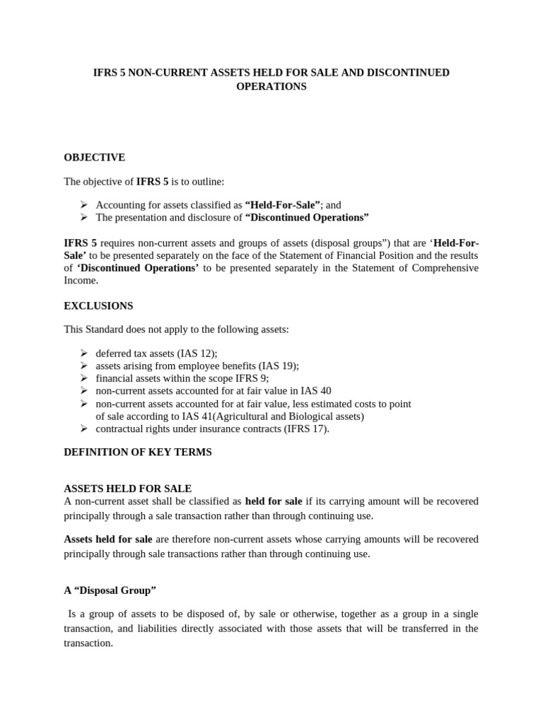 Ifrs 5 Non-Current Assets Held For Sale & Discontinued Operations | PDF ...