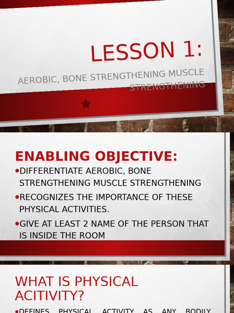 PE1_Q1_lesson1_2 | PDF | Skeletal Muscle | Aerobic Exercise