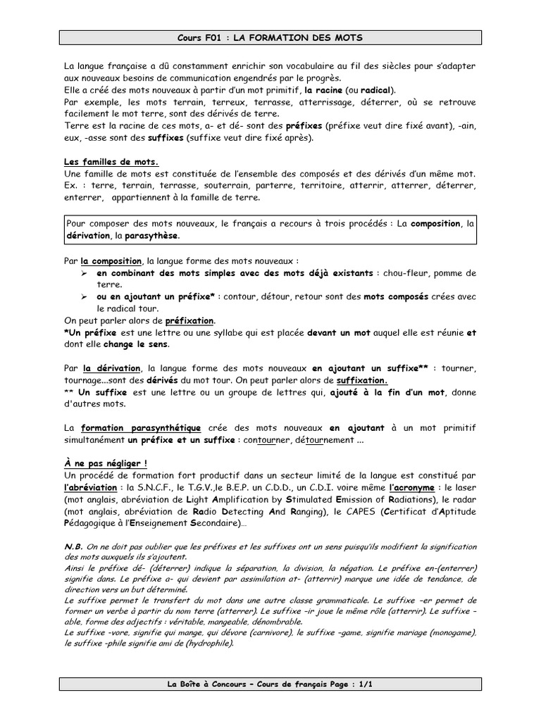 Formation des mots en français | PDF | Sémantique | Lexical semantics