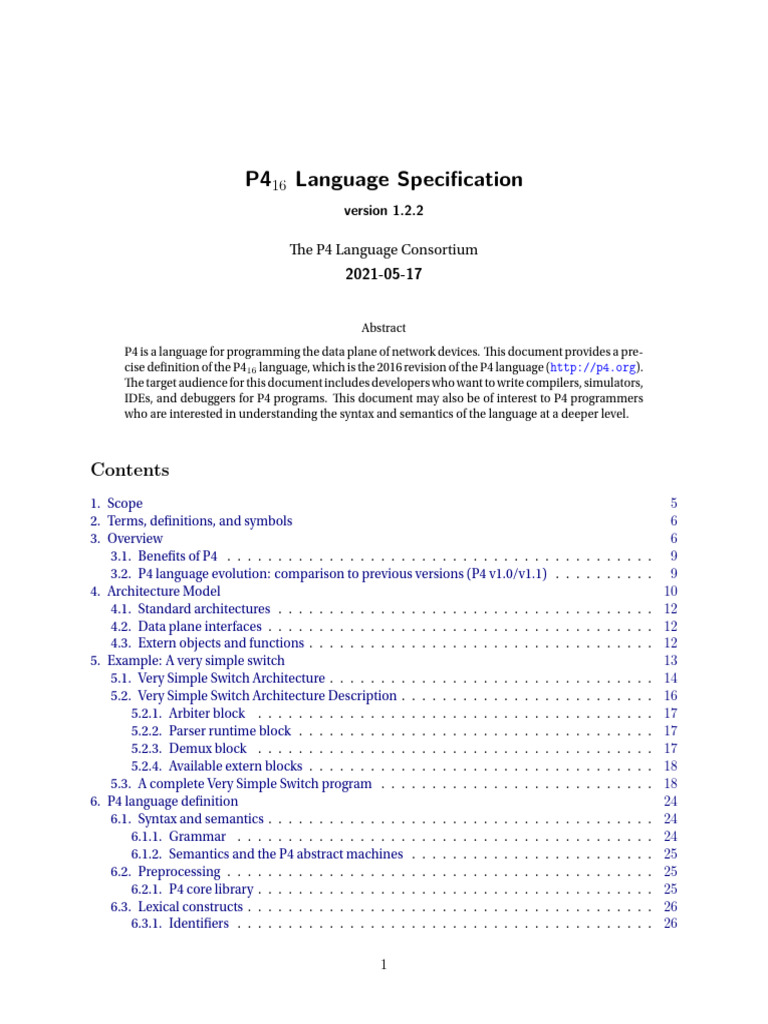 P4 Language Specification | PDF | Computing | Software Engineering